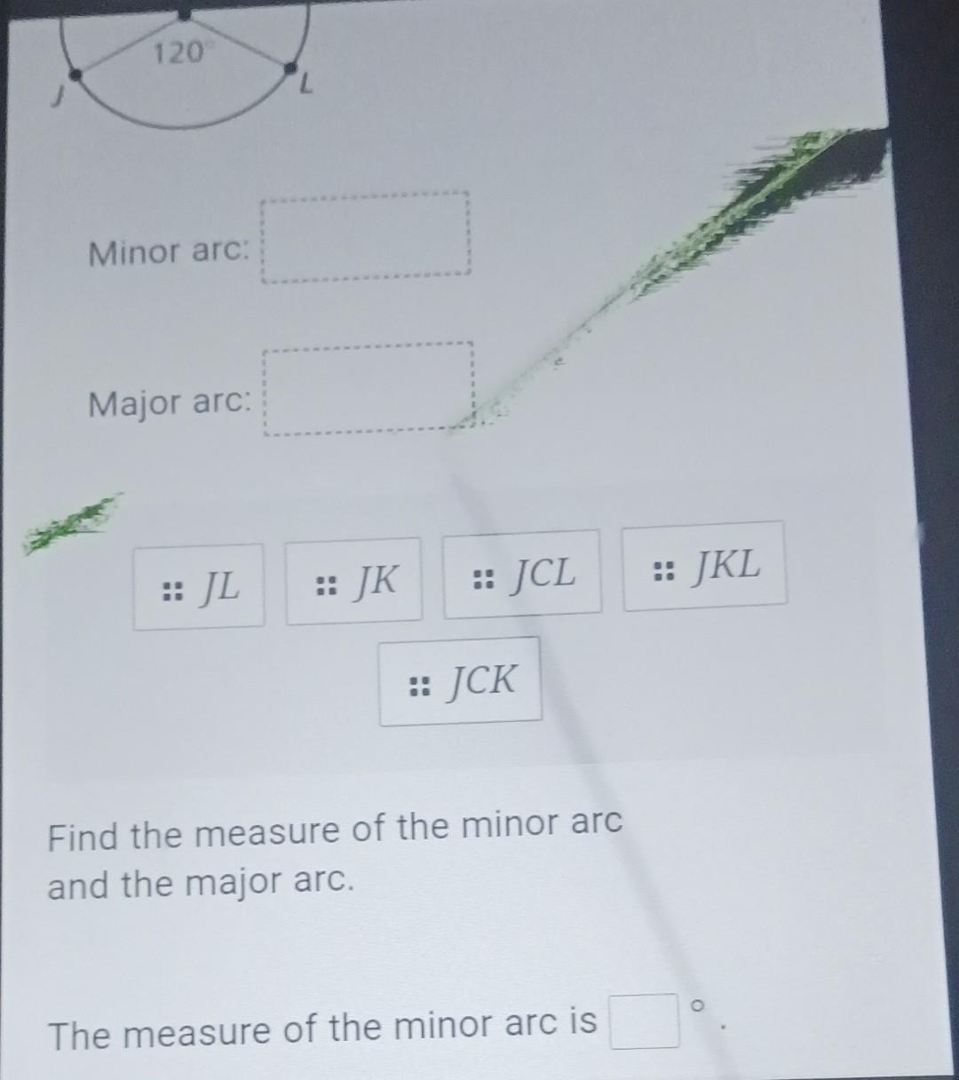 Find the measure of the minor arc and the major arc. | Chegg.com