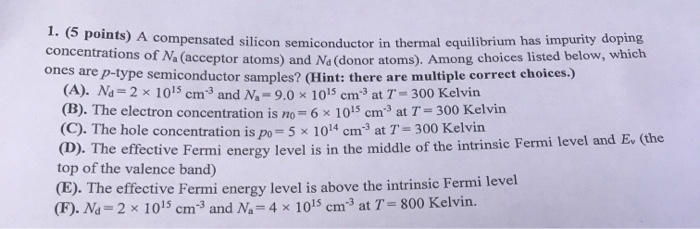 Solved 1. (5 points) A compensated silicon semiconductor 1 | Chegg.com
