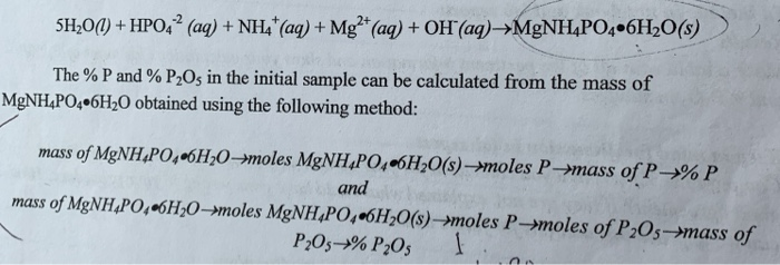 5H20(1) + HPO42 (aq) + NH4+ (aq) + Mg2+ (aq) + OH+ | Chegg.com