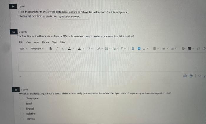 Solved 1 point Fill in the blank for the following | Chegg.com
