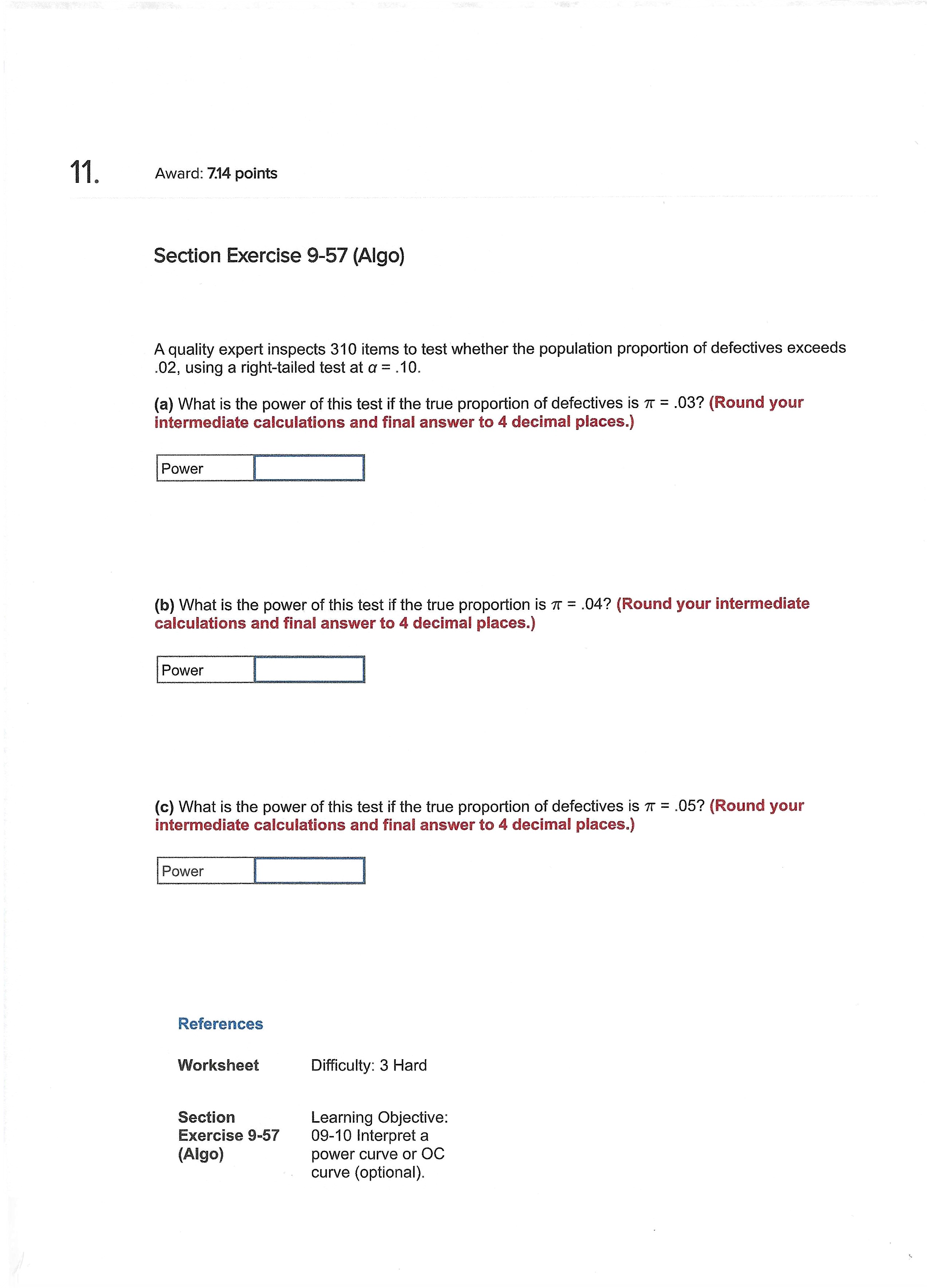 Solved Section Exercise 9-57 (Algo)A quality expert inspects | Chegg.com