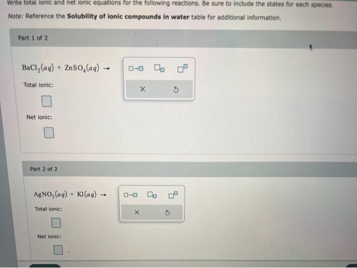 Solved Write Total Ionic And Net Ionic Equations For The 4080