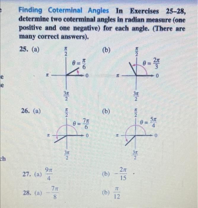 Solved Finding Coterminal Angles In Exercises 25-28, | Chegg.com