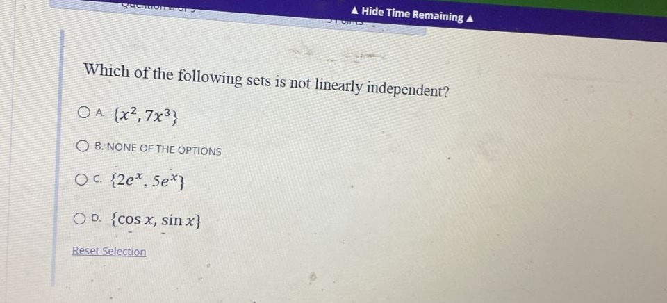 Solved Δ ﻿Hide Time Remaining ΔWhich of the following sets | Chegg.com