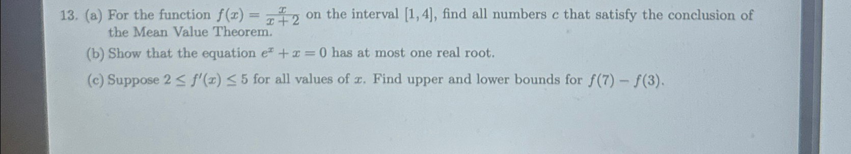 Solved (a) ﻿For the function f(x)=xx+2 ﻿on the interval 1,4, | Chegg.com
