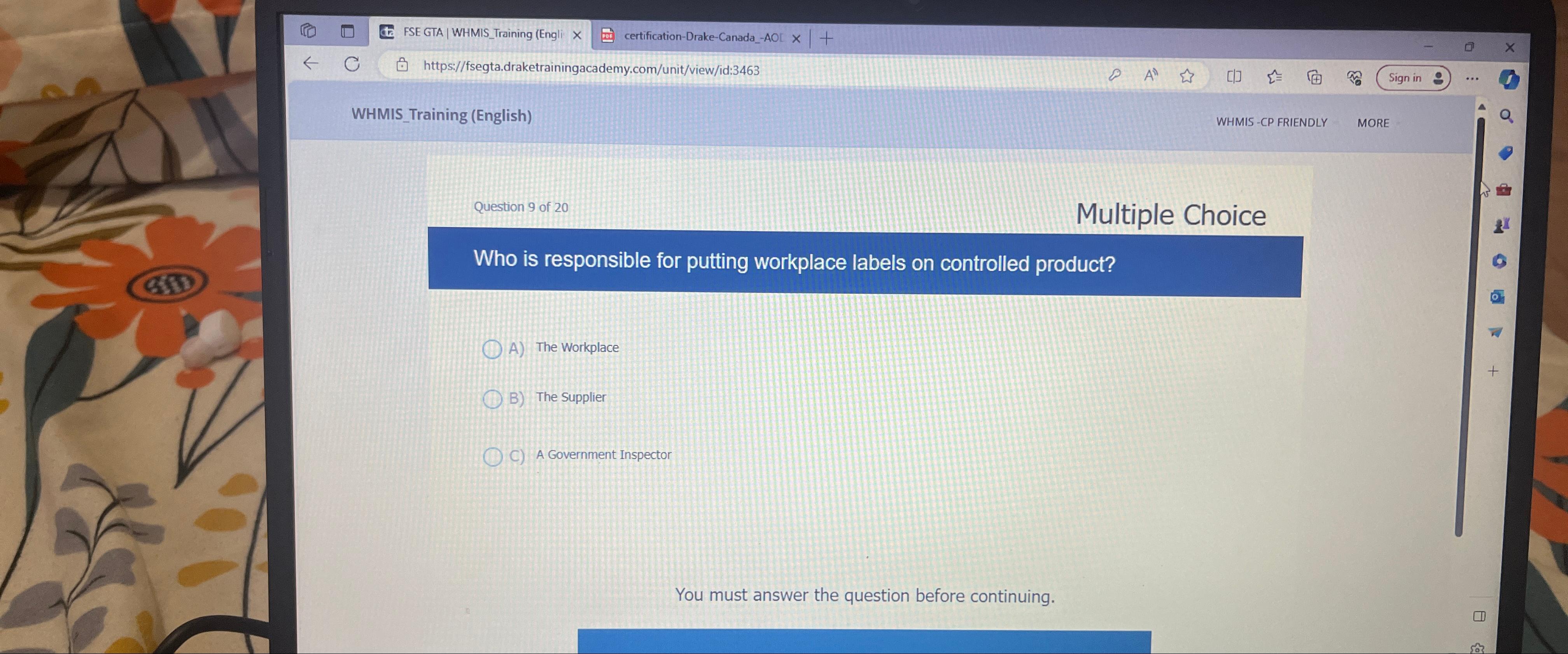 Solved Question 9 ﻿of 20Multiple ChoiceWho is responsible | Chegg.com