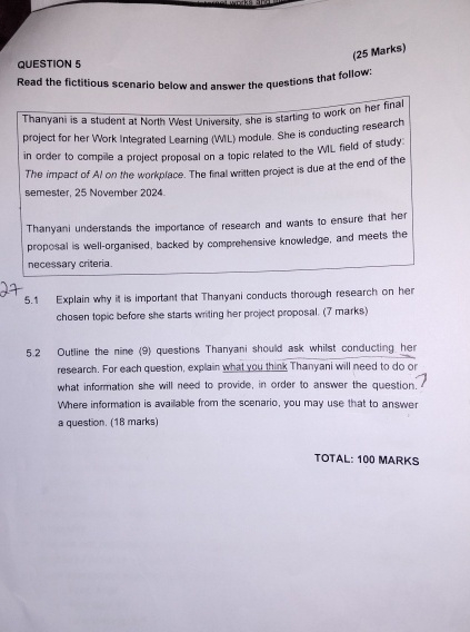Solved QUESTION 5(25 ﻿Marks)Read the fictitious scenario | Chegg.com