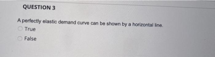 Solved A perfectly elastic demand curve can be shown by a | Chegg.com