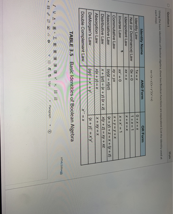 Solved Question 1 10 pts Using the basic identities of | Chegg.com
