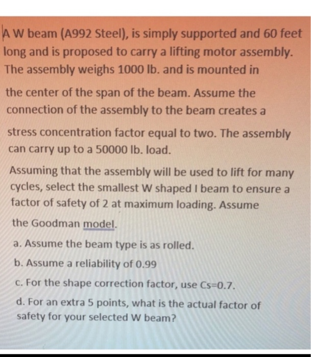 Solved AW beam (A992 Steel), is simply supported and 60 feet | Chegg.com