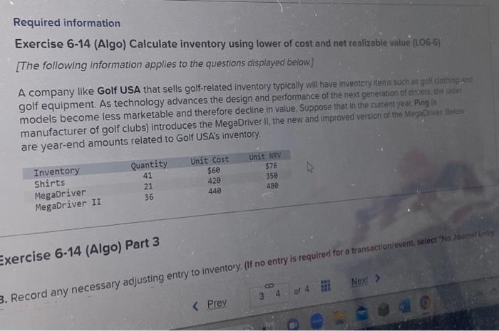 Required information Exercise 6-14 (Algo) Calculate | Chegg.com