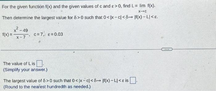 Solved For the given function f(x) and the given values of c | Chegg.com