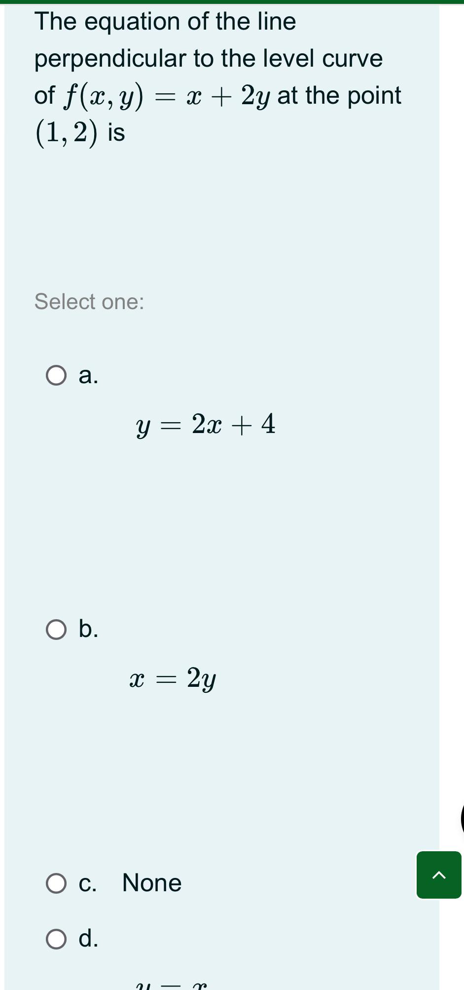 Solved The equation of the line perpendicular to the level | Chegg.com