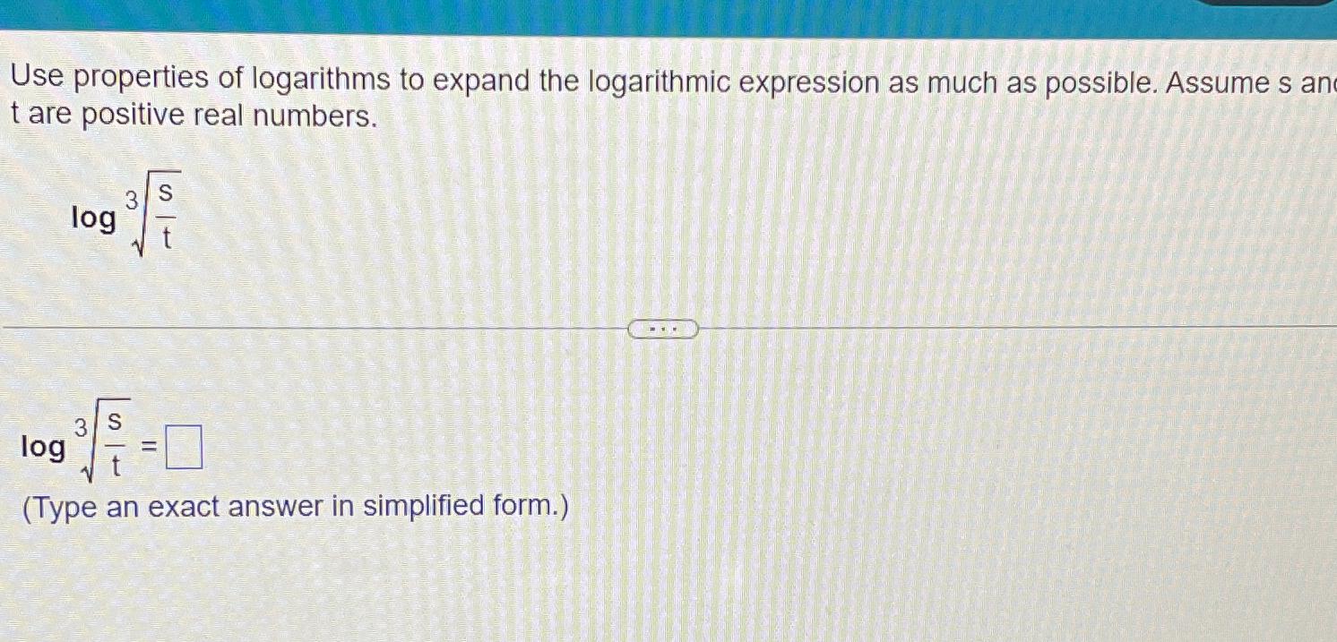 Solved Use properties of logarithms to expand the | Chegg.com