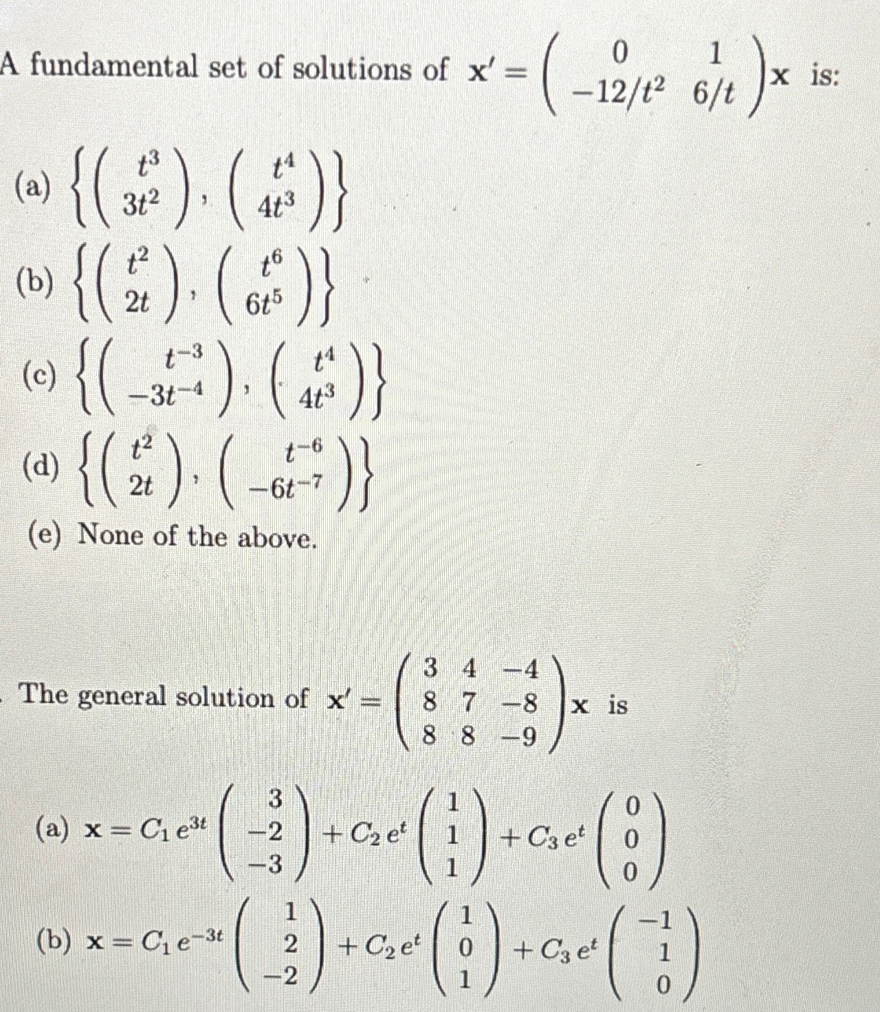 Solved A fundamental set of solutions of | Chegg.com