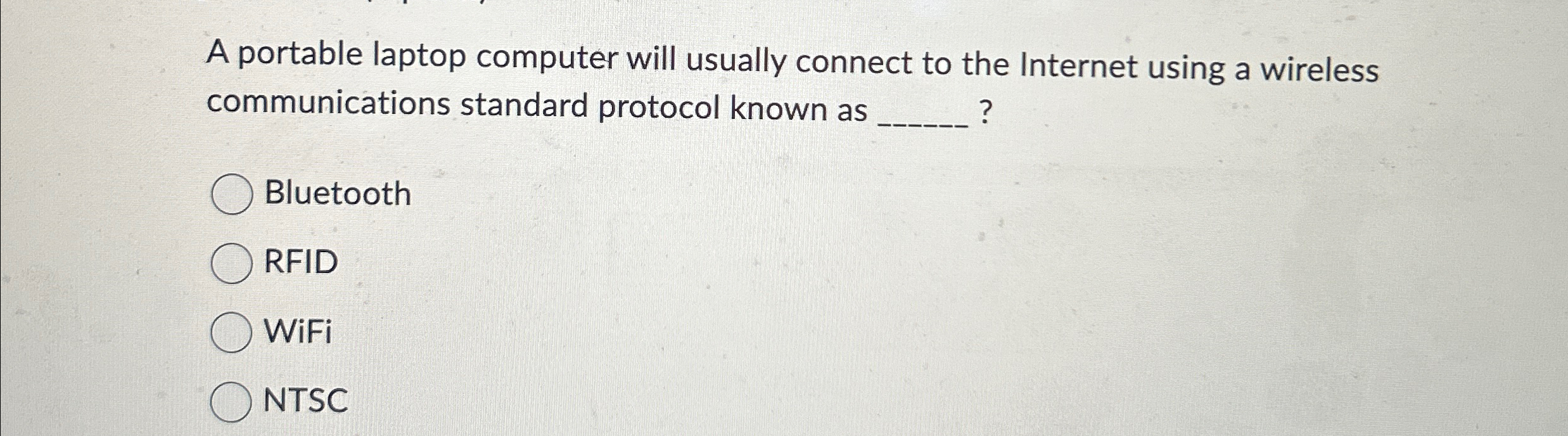 Solved A portable laptop computer will usually connect to | Chegg.com