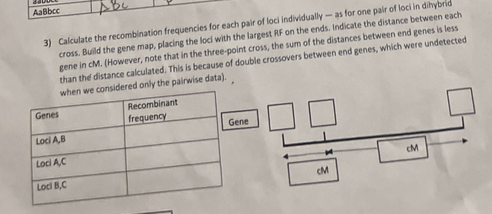 Solved AaBbccCalculate the recombination frequencies for | Chegg.com
