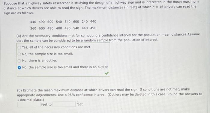 Solved Estimate the mean maximum distance at which drivers | Chegg.com
