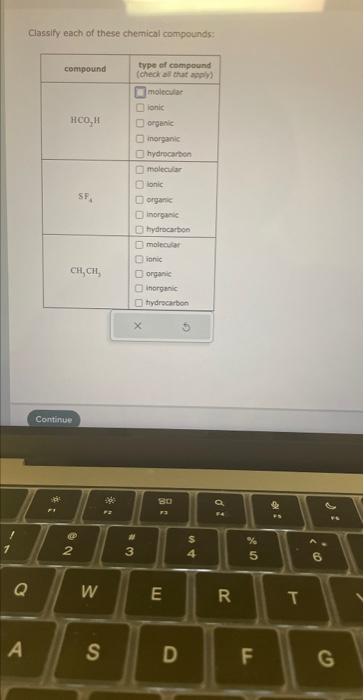Solved Classify each of these chemical compounds: | Chegg.com