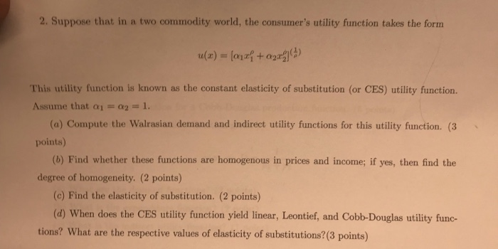 Solved 2 Suppose That In A Two Commodity World The