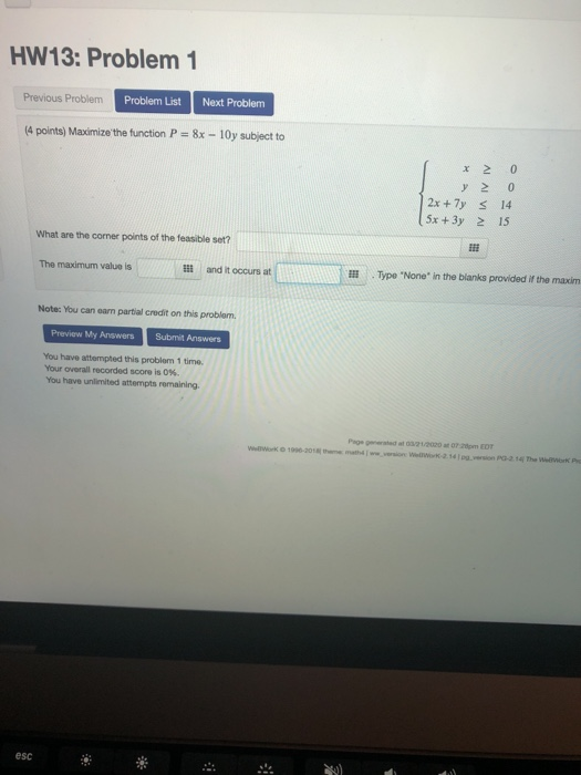 Solved HW13: Problem 1 Previous Problem Problem List Next | Chegg.com Solved HW13: Problem 1 Previous Problem Problem List Next | Chegg.com
