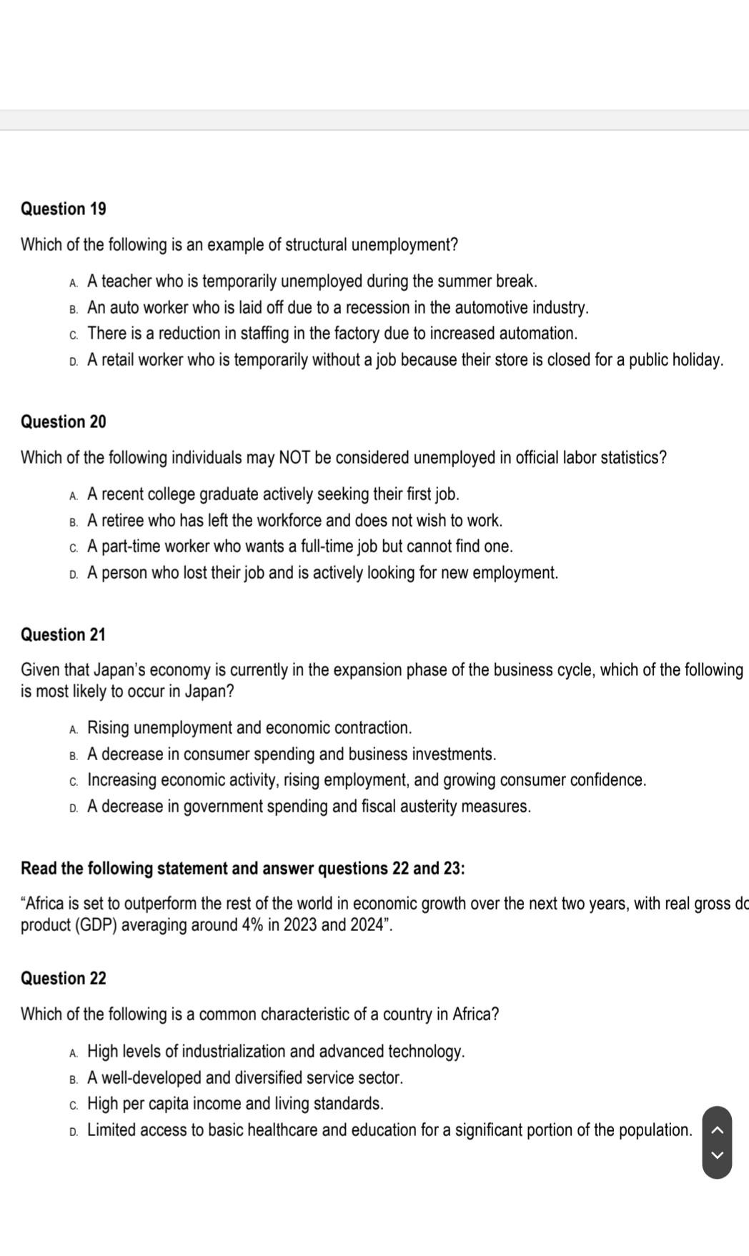Solved Question 19 Which of the following is an example of | Chegg.com