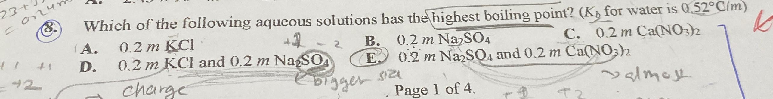 Solved (8.) ﻿Which of the following aqueous solutions has | Chegg.com