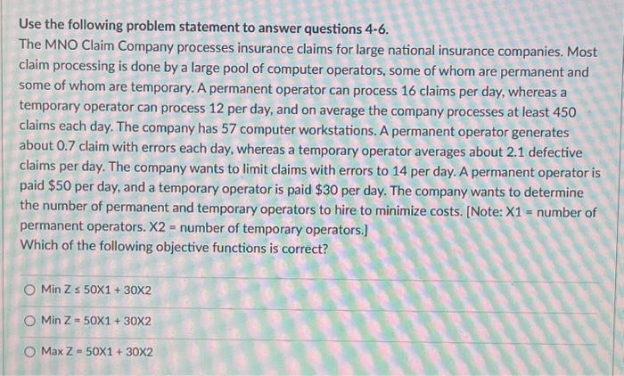 Solved Use the following problem statement to answer | Chegg.com