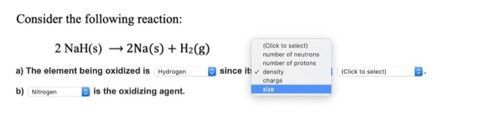 Solved Consider the following reaction: 2 NaH(s) + 2Na(s) + | Chegg.com