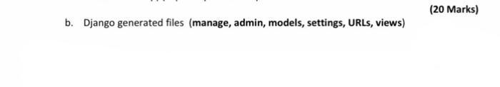 Solved b. Django generated files (manage, admin, models, | Chegg.com
