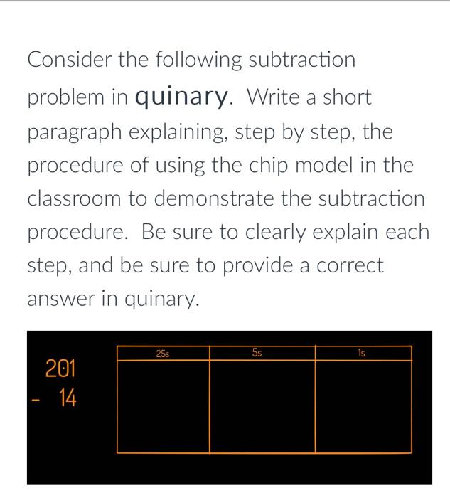 Solved Consider the following subtraction problem in | Chegg.com