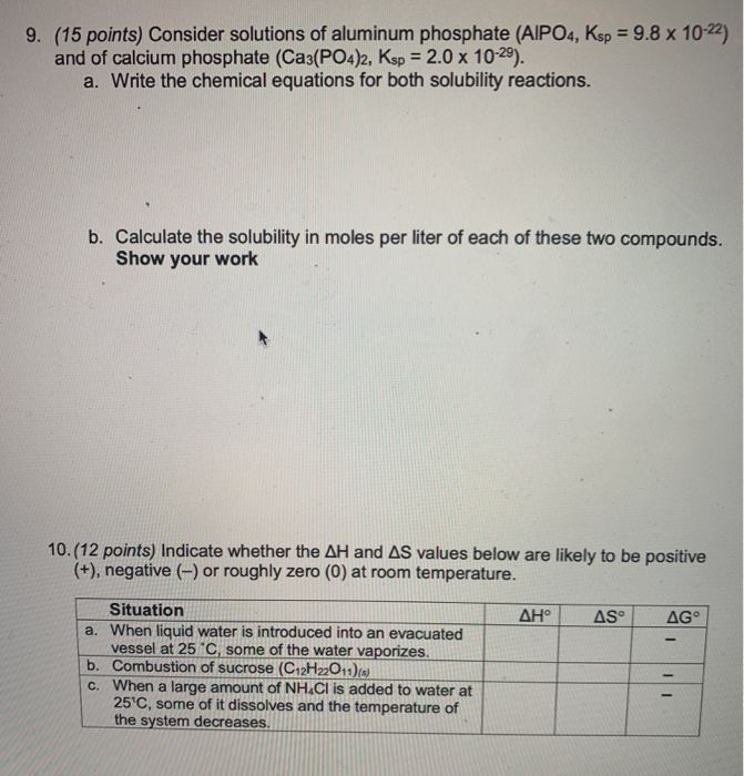 Solved 9. (15 points) Consider solutions of aluminum | Chegg.com