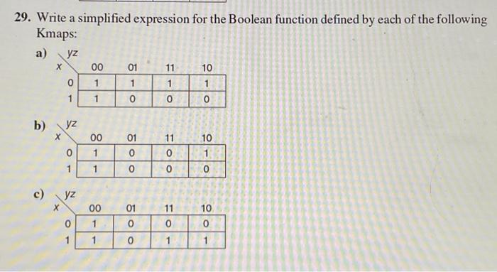 Solved 29. Write a simplified expression for the Boolean | Chegg.com
