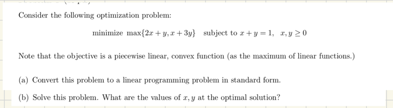 Solved Consider the following optimization | Chegg.com
