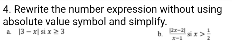 Solved 4. Rewrite the number expression without using | Chegg.com