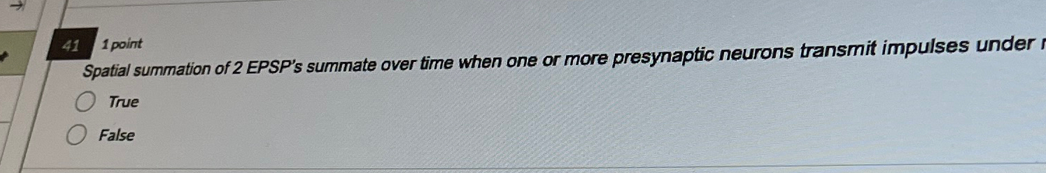 Solved 411 ﻿pointSpatial summation of 2 ﻿EPSP's summate over | Chegg.com