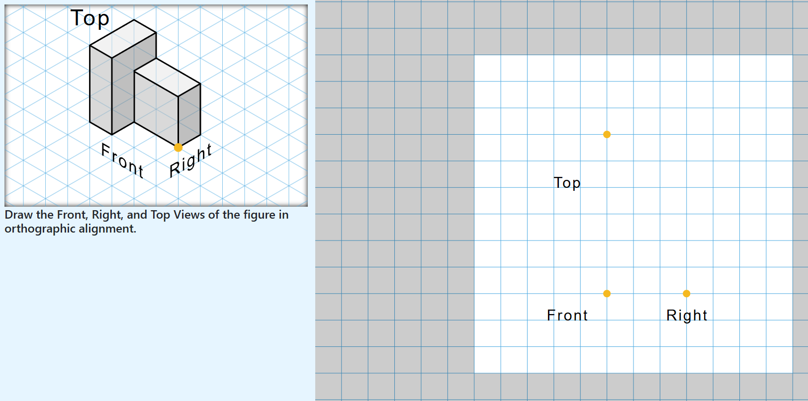 Solved Draw the Views of the figure in orthographic | Chegg.com