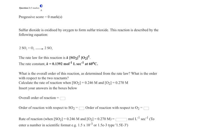 Solved Question 2 (5 marks) Progessive score =0mark(s) | Chegg.com