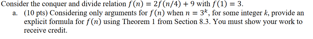 Solved Consider the conquer and divide relation | Chegg.com