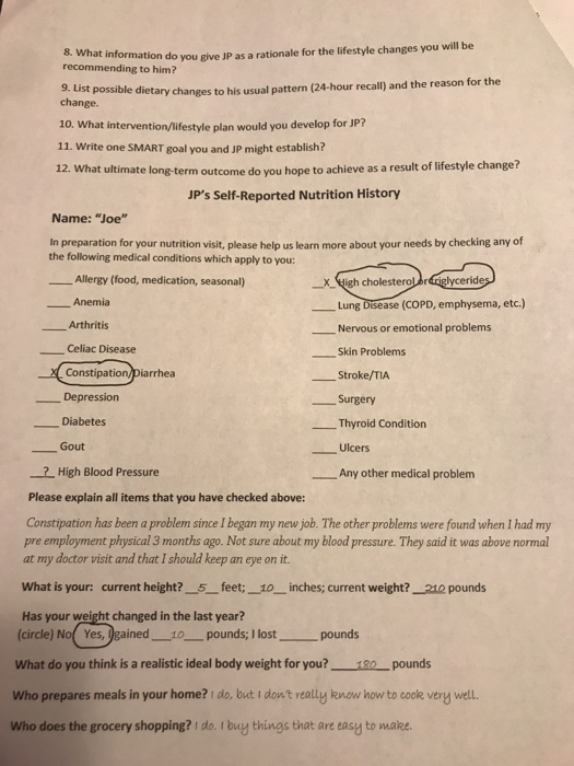 Solved Directions: The following is a summary of a nutrition | Chegg.com