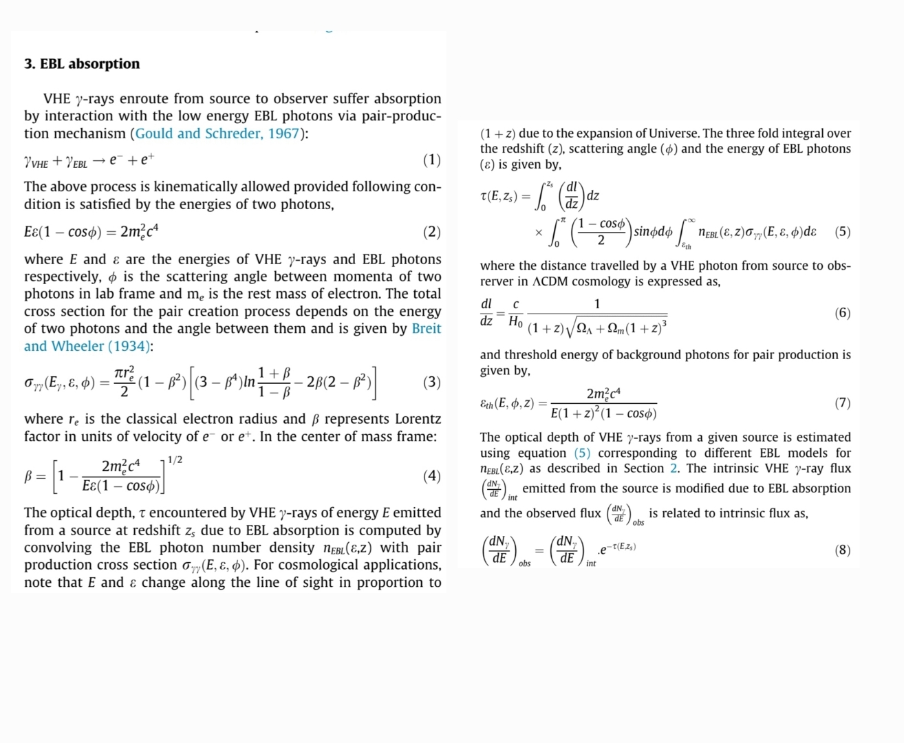Solved EBL absorptionVHE γ-rays enroute from source to | Chegg.com