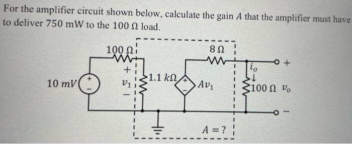 Solved For the amplifier circuit shown below, calculate the | Chegg.com
