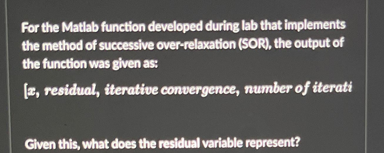 Solved For the Matlab function developed during lab that | Chegg.com