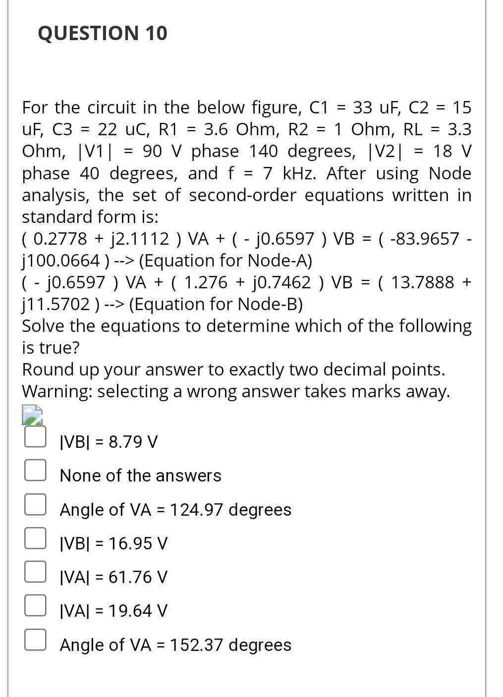 Solved For the circuit in the below figure, C1 = 33 uF, C2 = | Chegg.com