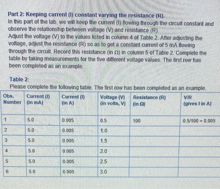 Solved Part 2: Keeping current (1) constant varying the | Chegg.com
