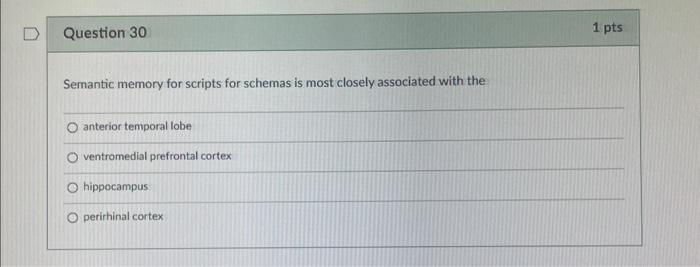 Solved Semantic Memory For Scripts For Schemas Is Most