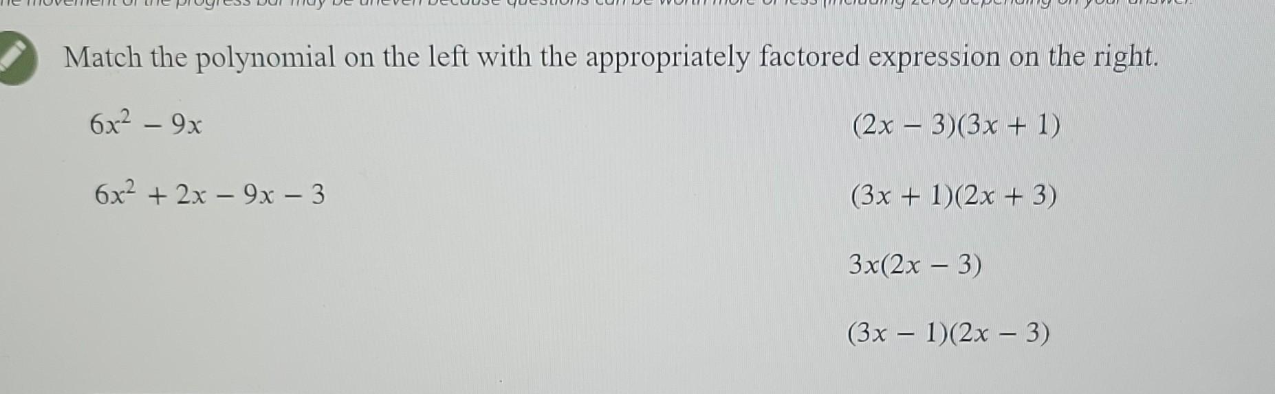 Solved Match the polynomial on the left with the | Chegg.com