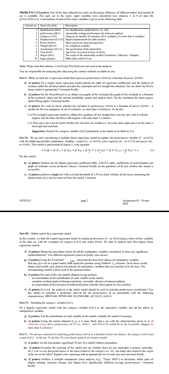 Solved PROBLEM 2 (32 ﻿points). ﻿Part of the data collected | Chegg.com