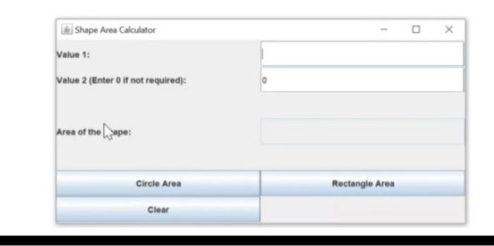 Solved - ох Shape Area Calculator Value 1: Value 2 (Enter O | Chegg.com