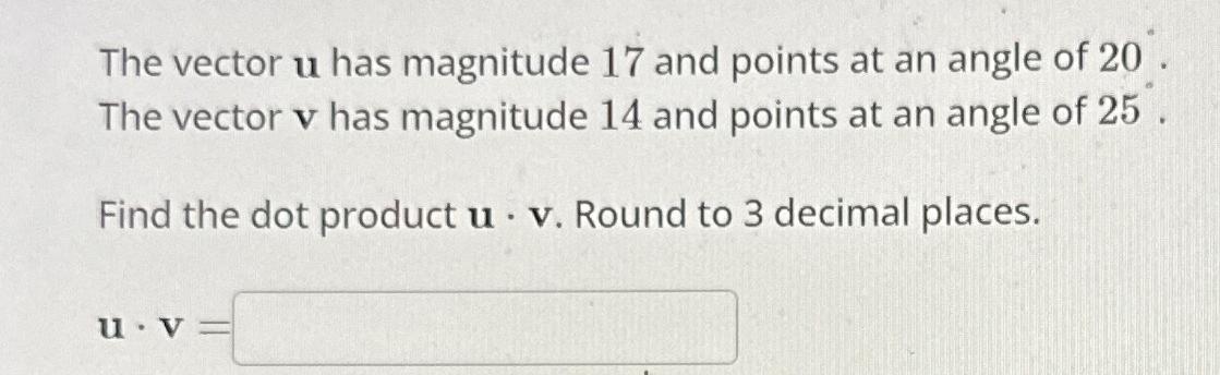 Solved The vector u ﻿has magnitude 17 ﻿and points at an | Chegg.com